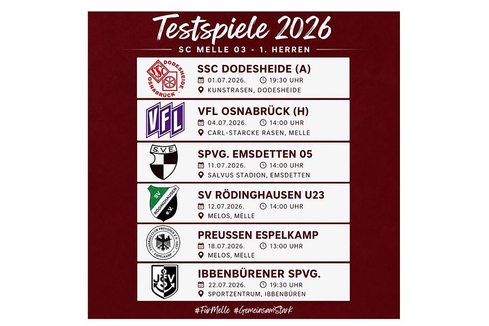 SC Melle 03 startet mit attraktiven Testspielen in die Saisonvorbereit ...